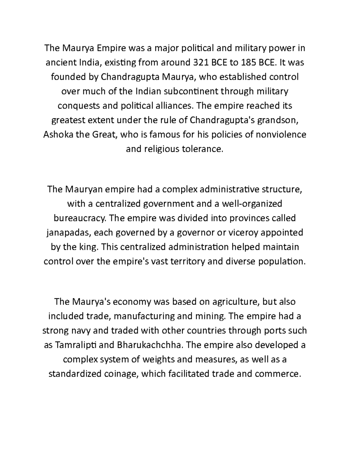 The Maurya Empire - Notes - The Maurya Empire was a major political and ...