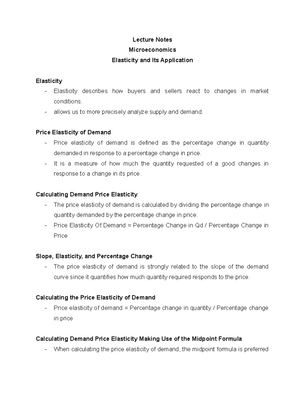 Lecture Notes Elasticity and Its Application - Lecture Notes ... Lecture Notes Elasticity and Its Application - Lecture Notes ...
