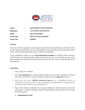 Tutorial 1 - PAF3113 BUSINESS ACCOUNTING TUTORIAL 1 Question 1 For each ...