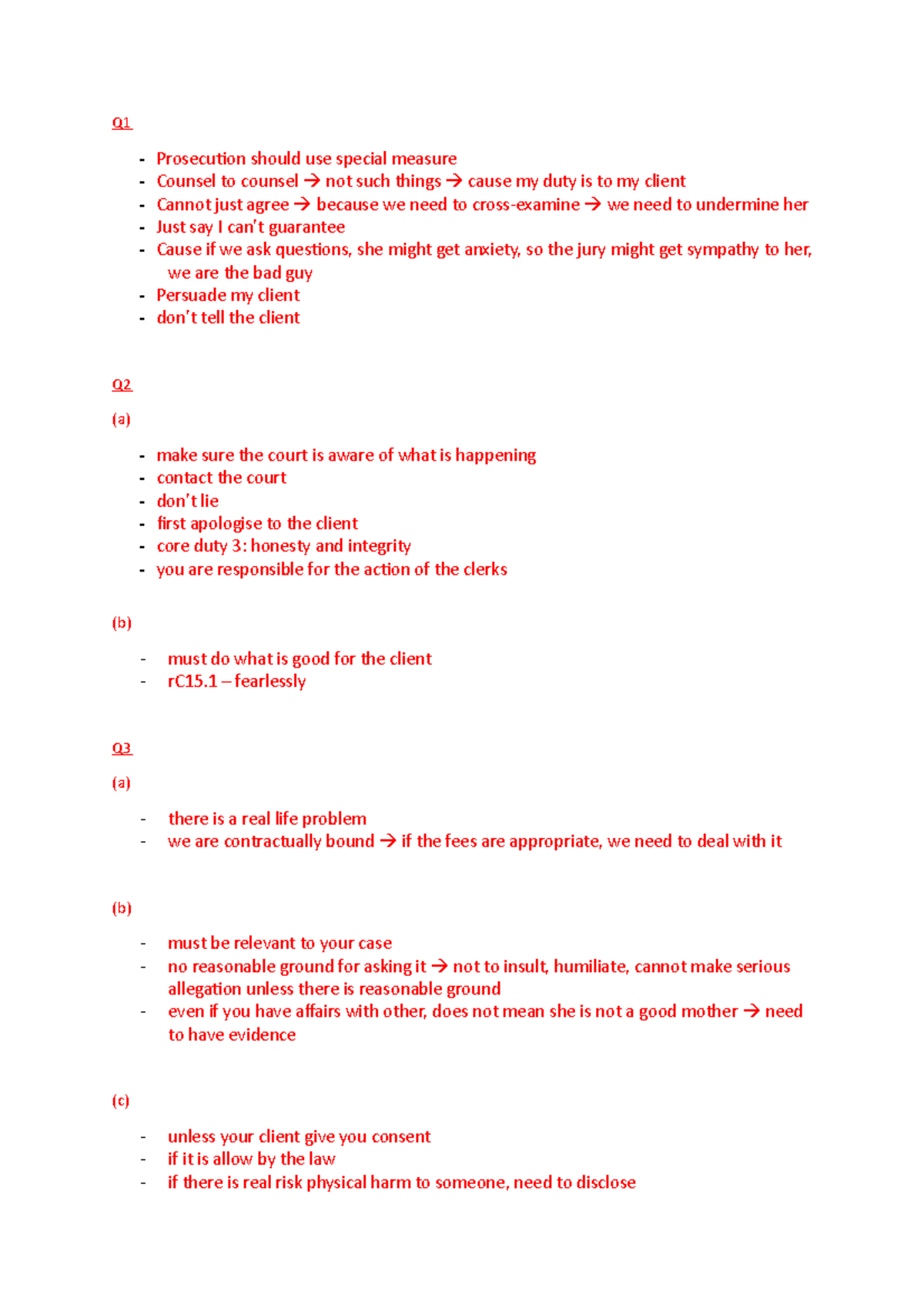 Ethics - contract law - Q - Prosecution should use special measure ...