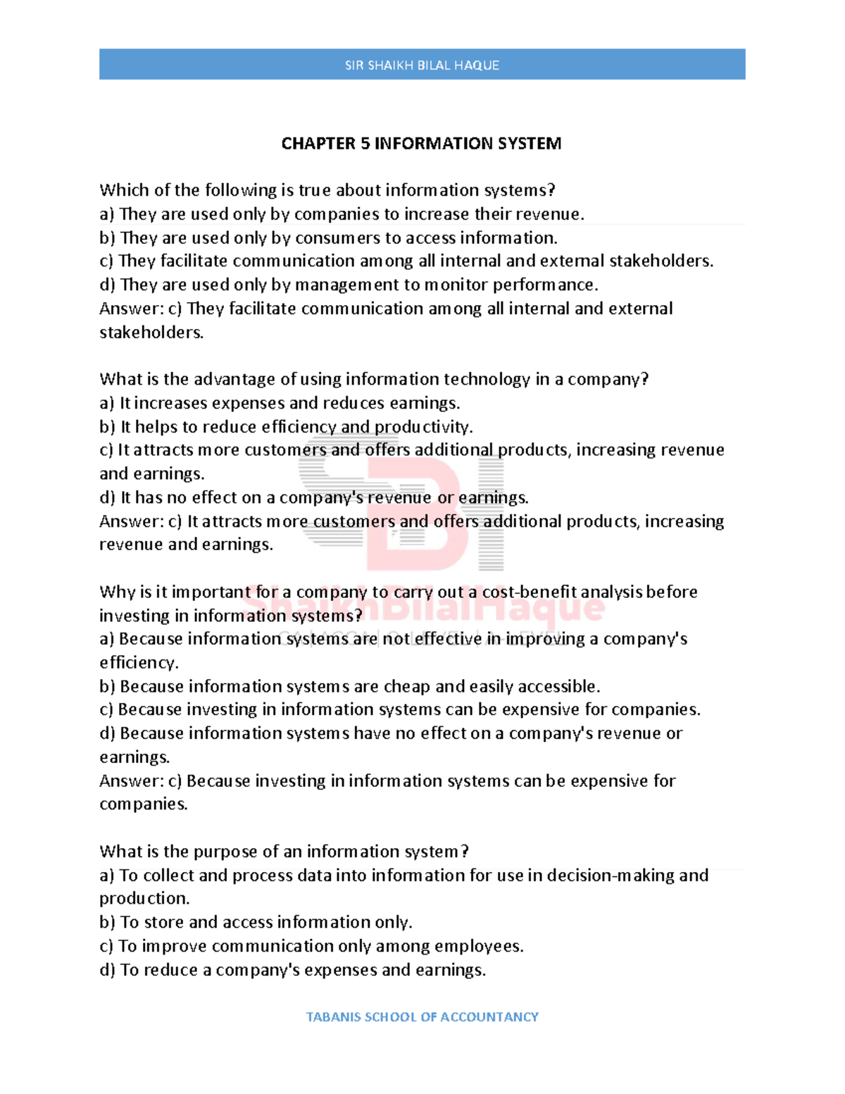 Scenorio based mcqs - CHAPTER 5's PRACTICE QUESTION OF PRC 5 INTRODUCTION TO BUSINESS A SUBJECT ...