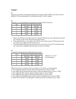 Ans Tutorial 2 Time Value of Money (Financial calculator) rev 1 - 0 Tutorial 2 : Time Value of ...