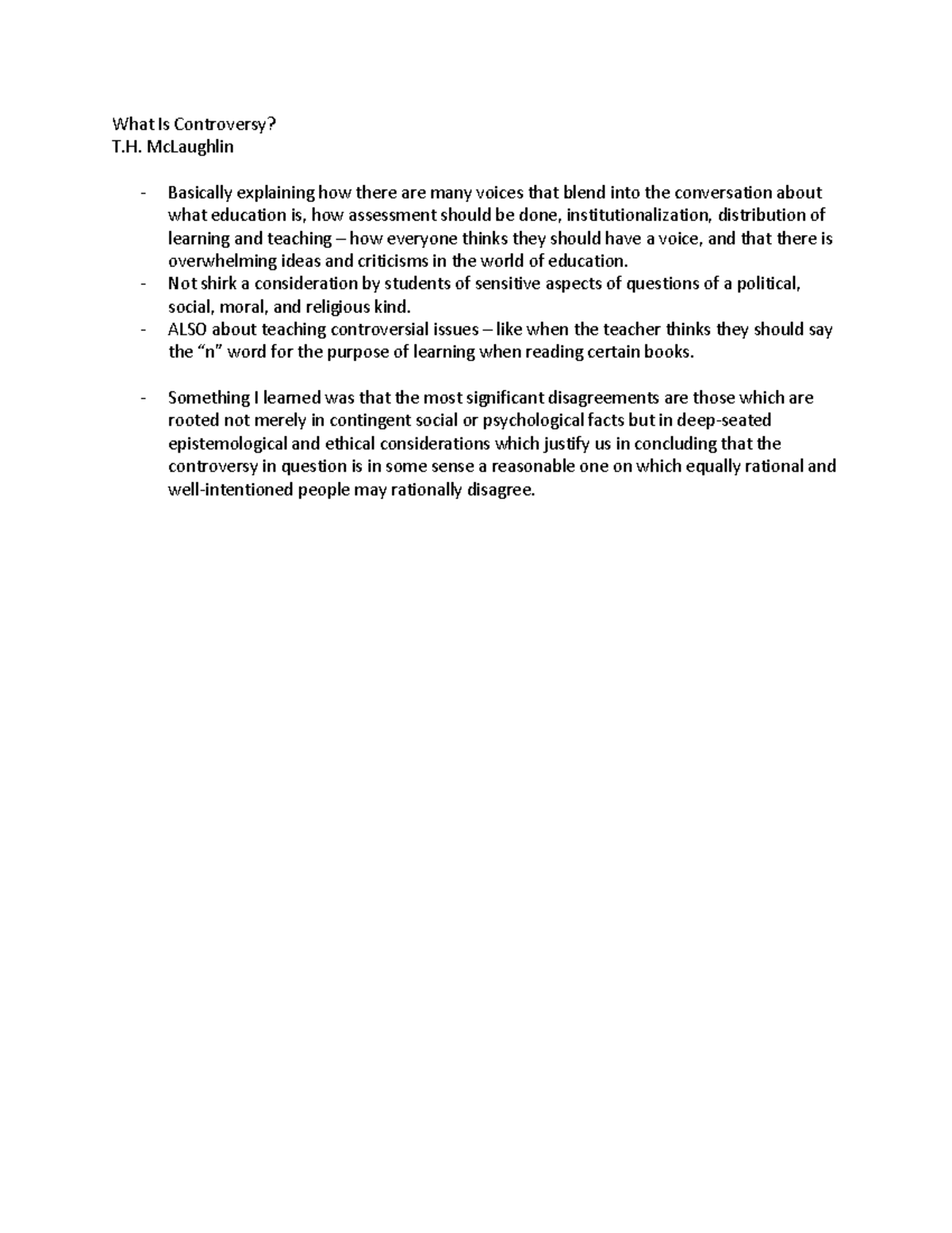 What Is Controversy - EDUC1000 - What Is Controversy? T. McLaughlin ...