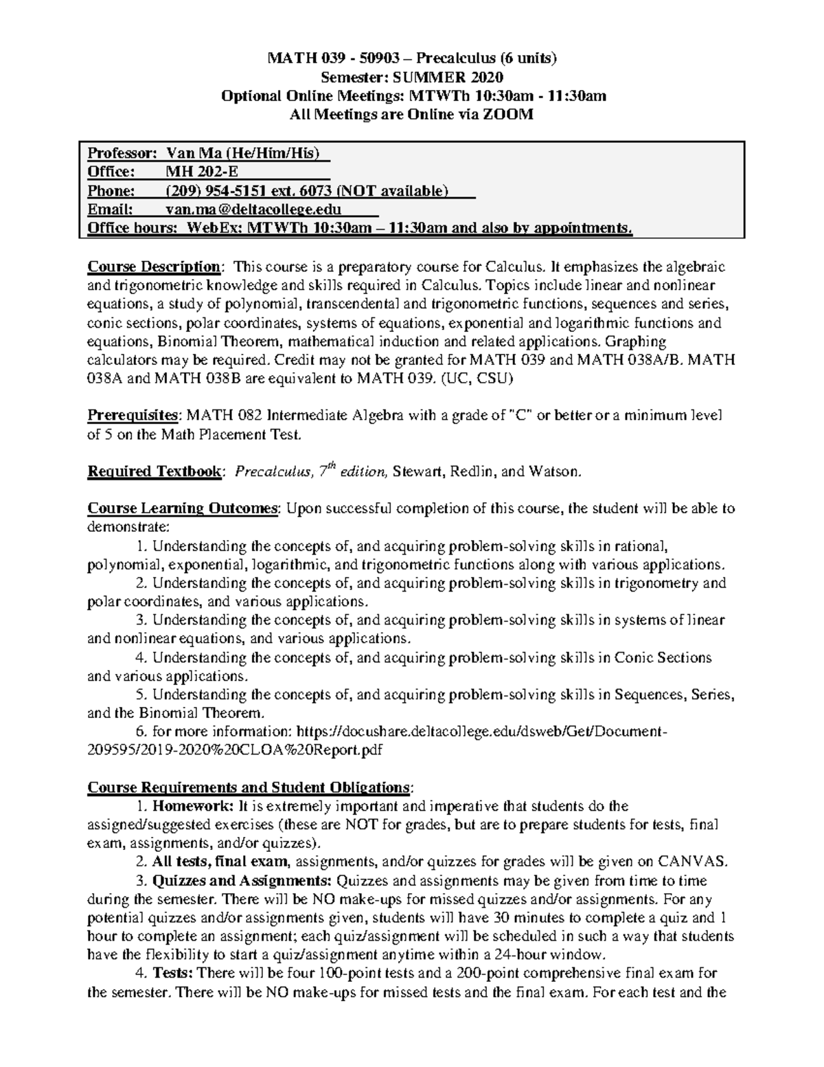 Math 039 Ma 50903 - notes - MATH 039 - 50903 – Precalculus (6 units ...