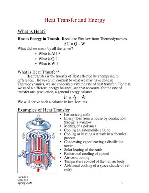 Heat Transfer Lecture 6 Notes - ChE 333- Lecture 6 1 Applications of ...