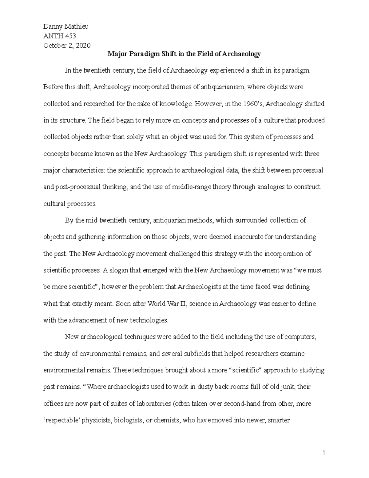 Critical Reaction Paper #1 - Danny Mathieu ANTH 453 October 2, 2020 ...