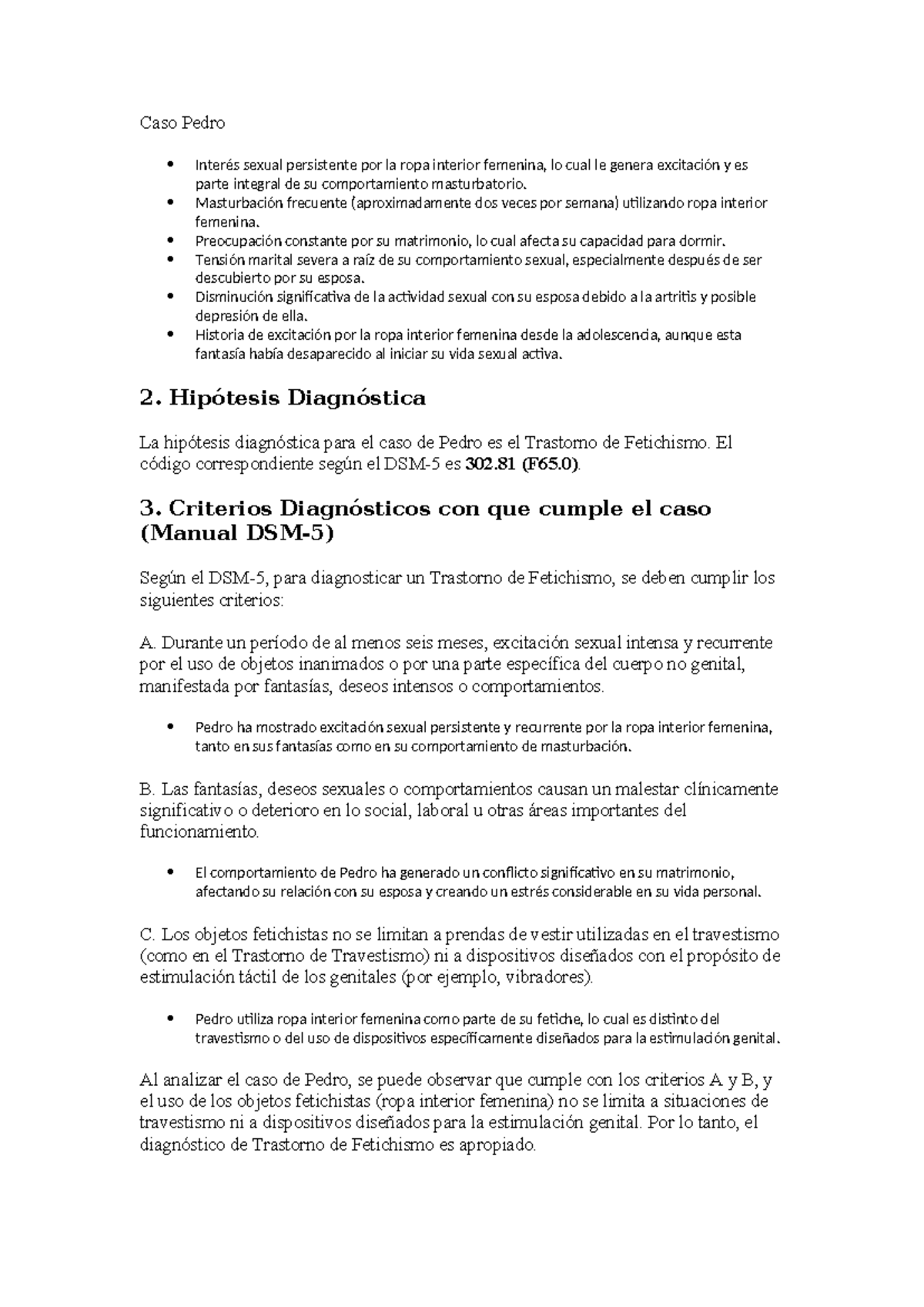 Caso Pedro - ok esta bien - Caso Pedro Interés sexual persistente por la ropa interior femenina ...