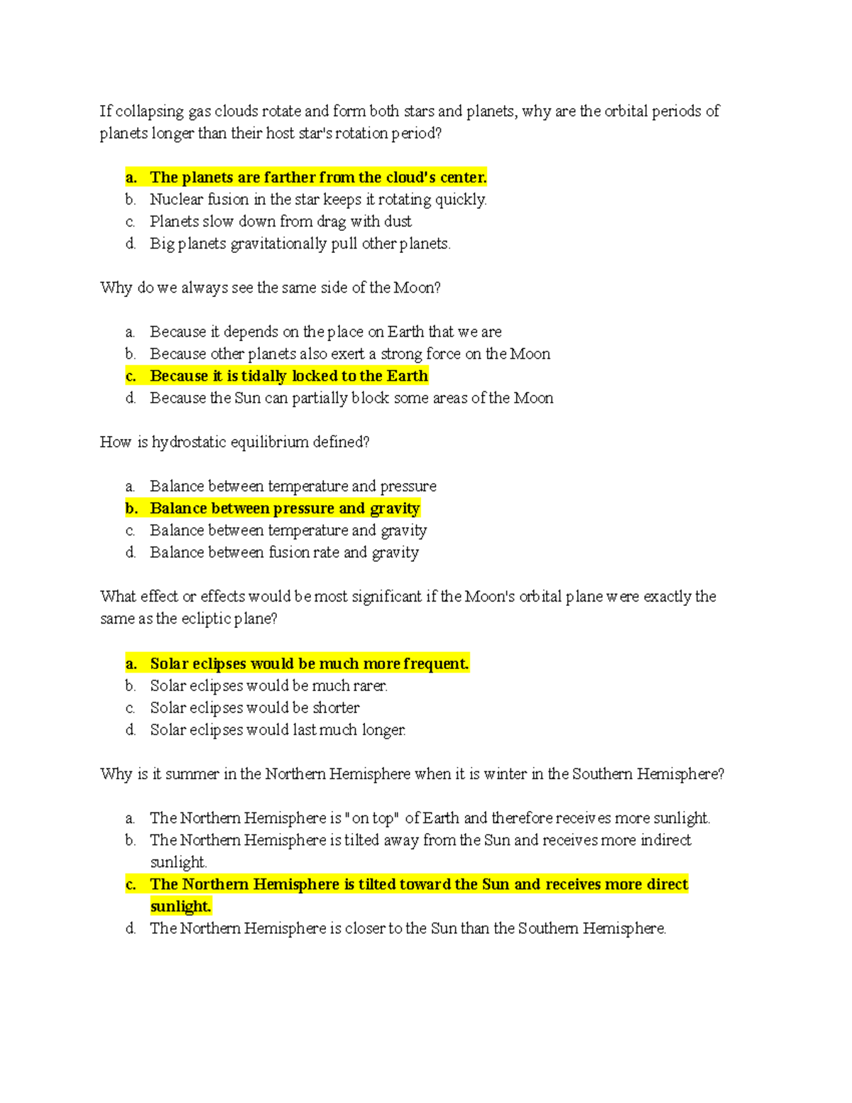 Exploring the Solar System Midterm prep - If collapsing gas clouds ...