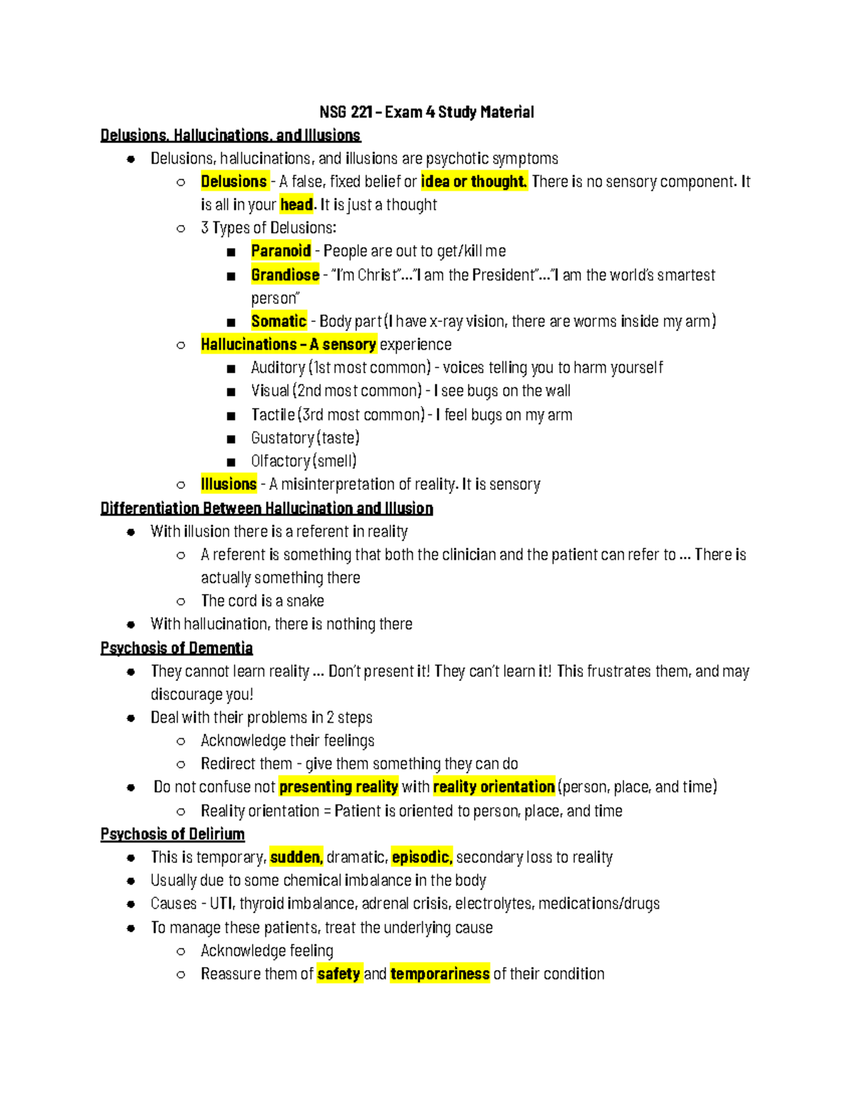 NSG 221 - Exam 4 Study Material - NSG 221 - Exam 4 Study Material ...
