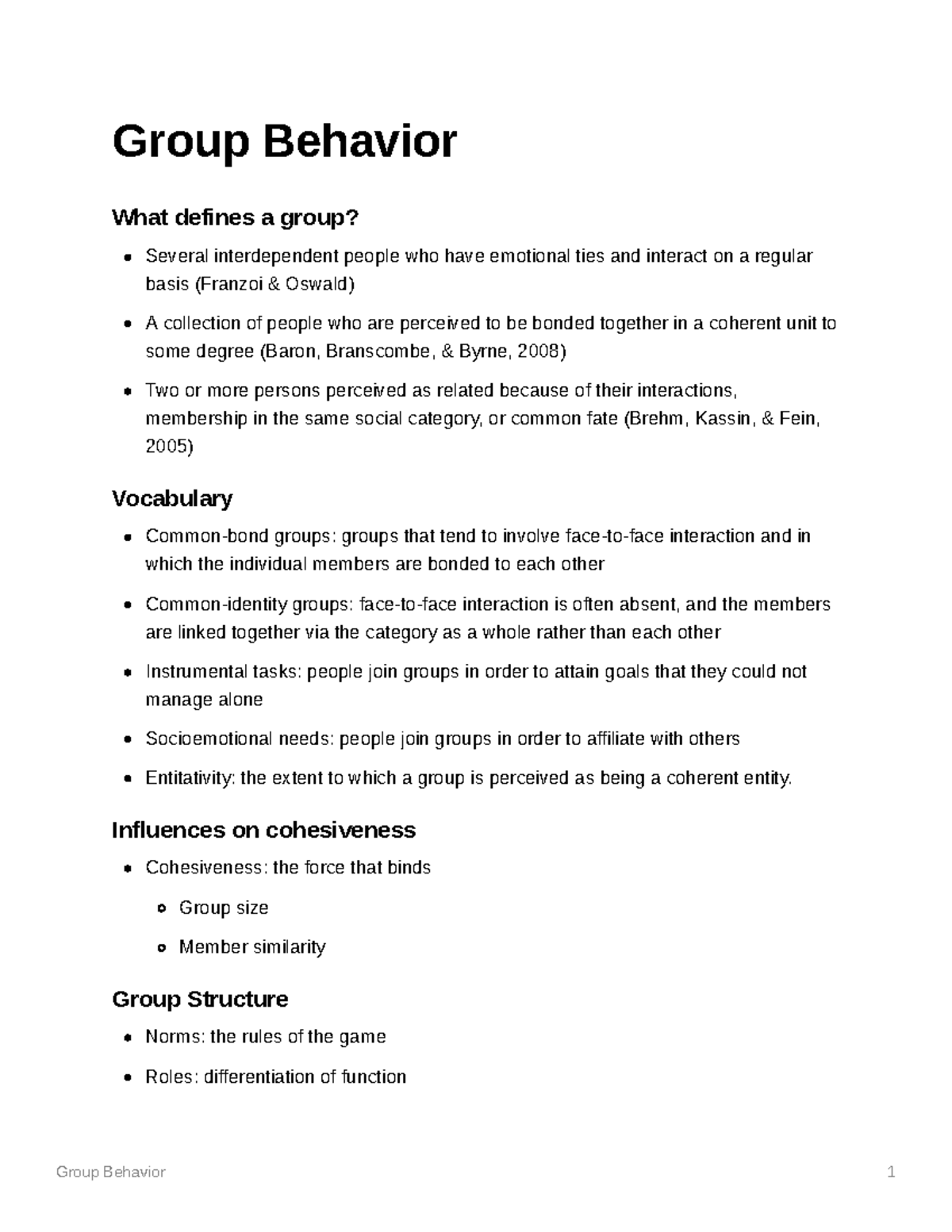 Group behavior ch. 8 - Group Behavior What defines a group? Several ...