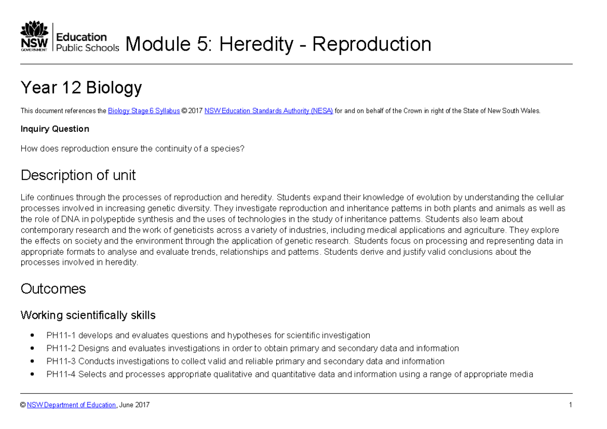 M5 heredity reproduction biology - Module 5: Heredity - Reproduction ...
