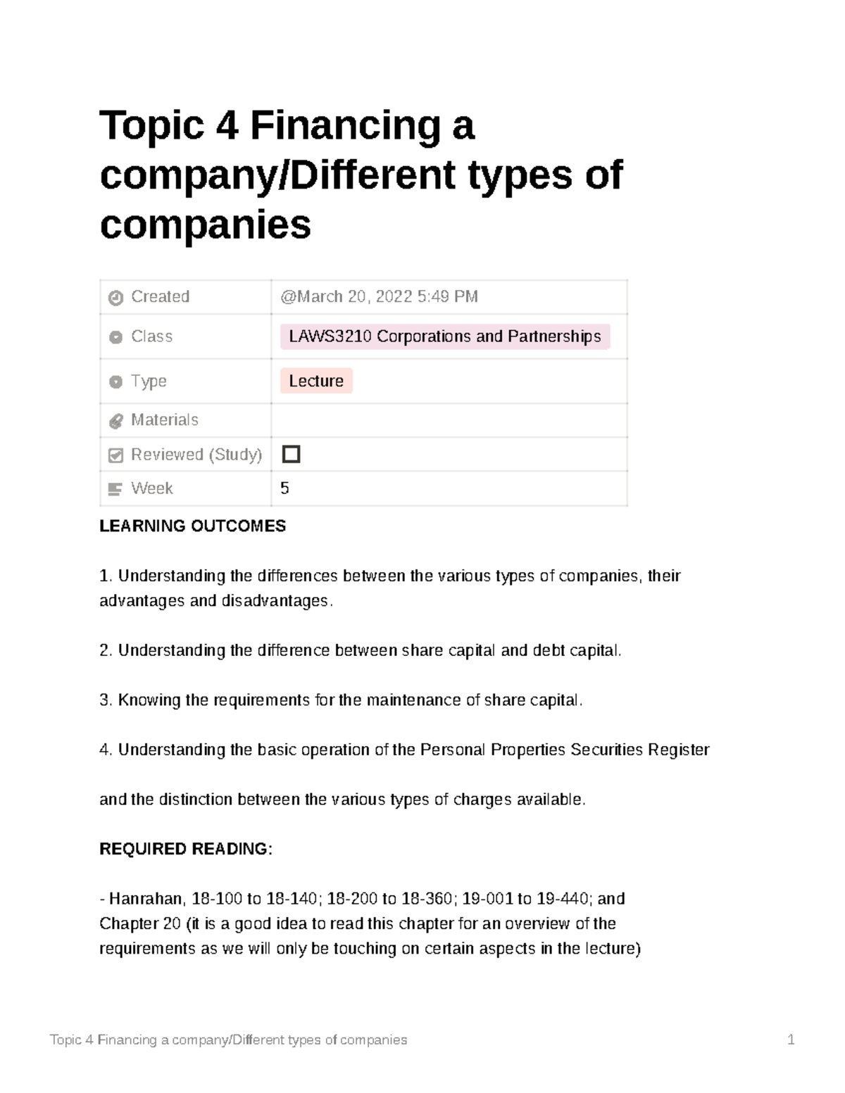 Topic 4 Financing a company Different types of companies - Topic 4 ...