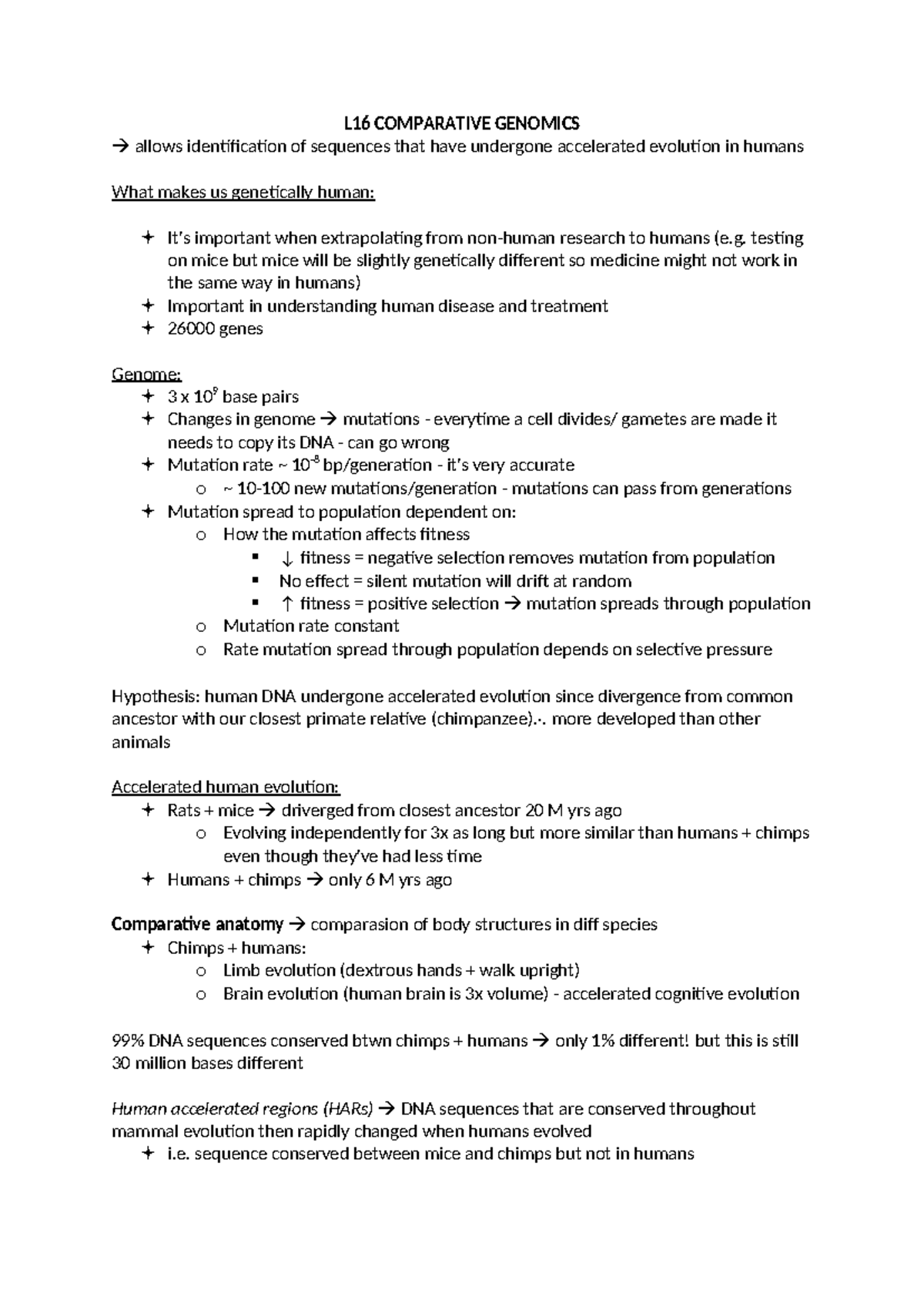 Comparative genomics lecture notes - L16 COMPARATIVE GENOMICS allows ...