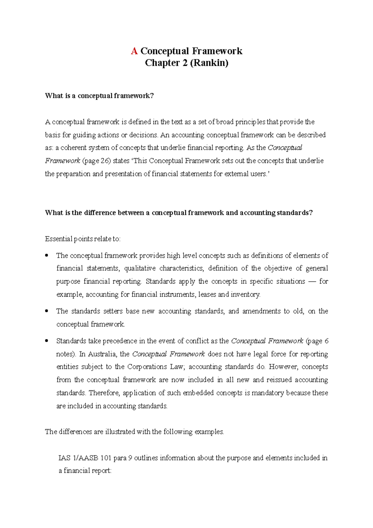 Conceptual framework solutions - A Conceptual Framework Chapter 2 ...