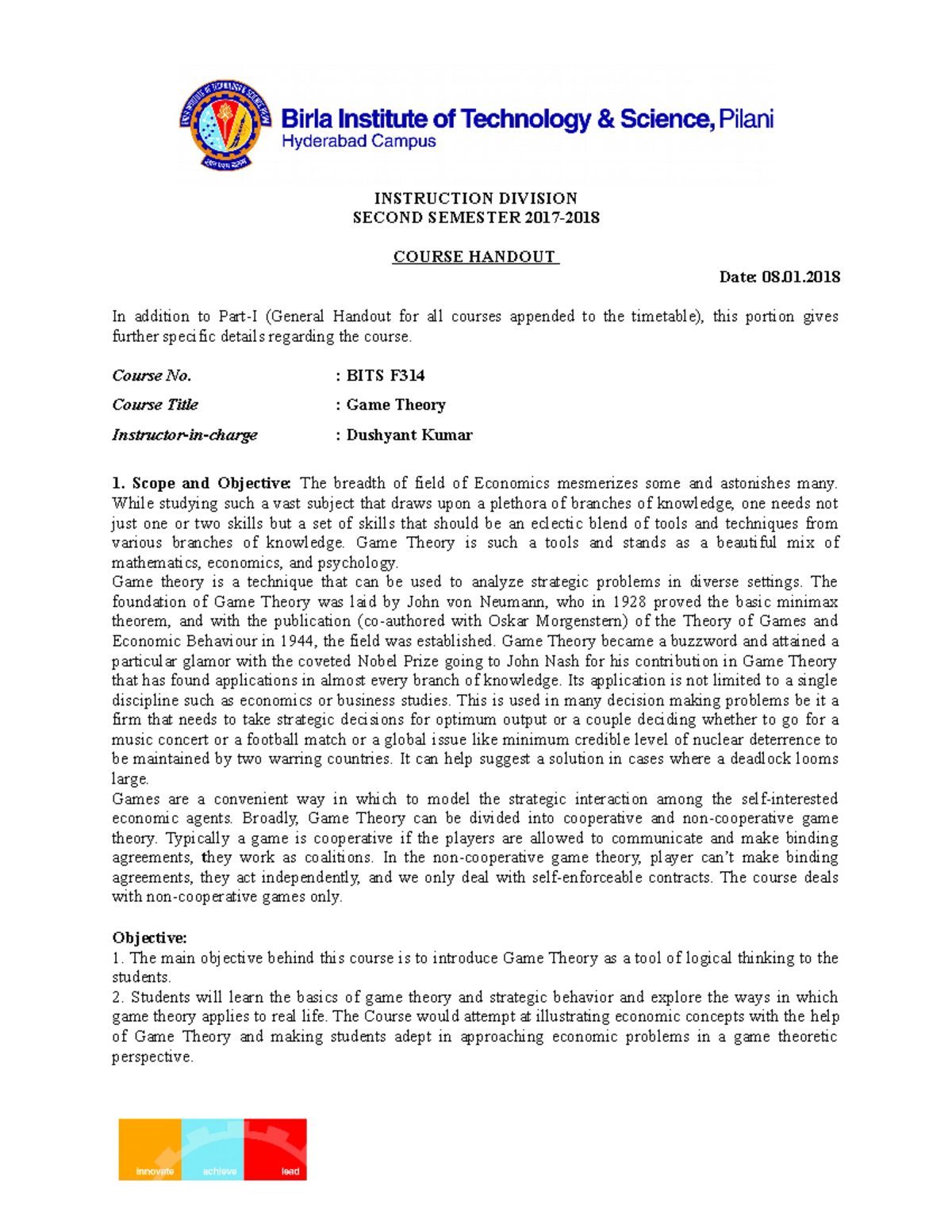 BITS F314 - Lecture Notes - INSTRUCTION DIVISION SECOND SEMESTER 2017 ...