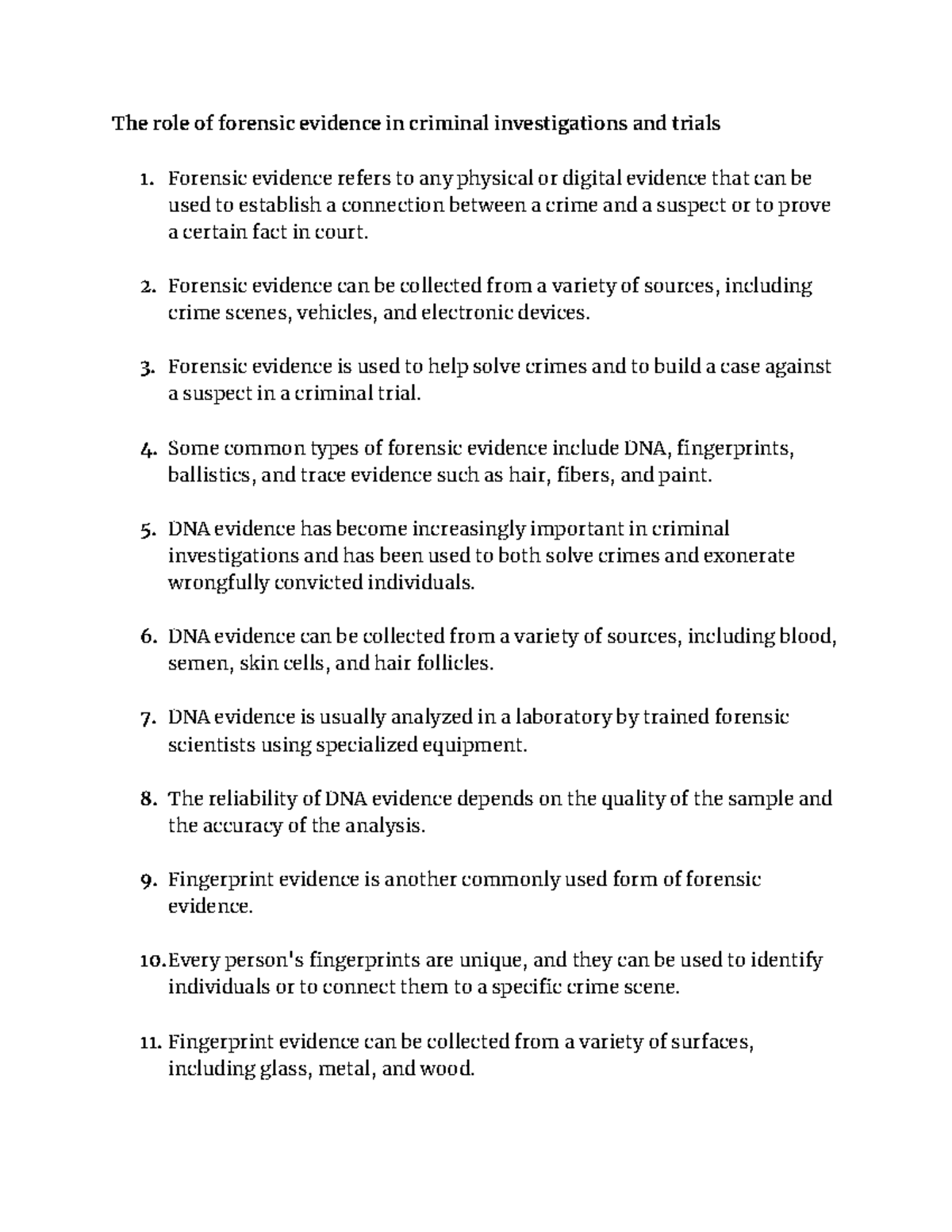 Forensic Evidence in Criminal Justice - The role of forensic evidence ...