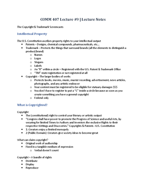 COMM 407 Lecture 7 - COMM 407 Lecture #7 Notes | Privacy Private Facts ...