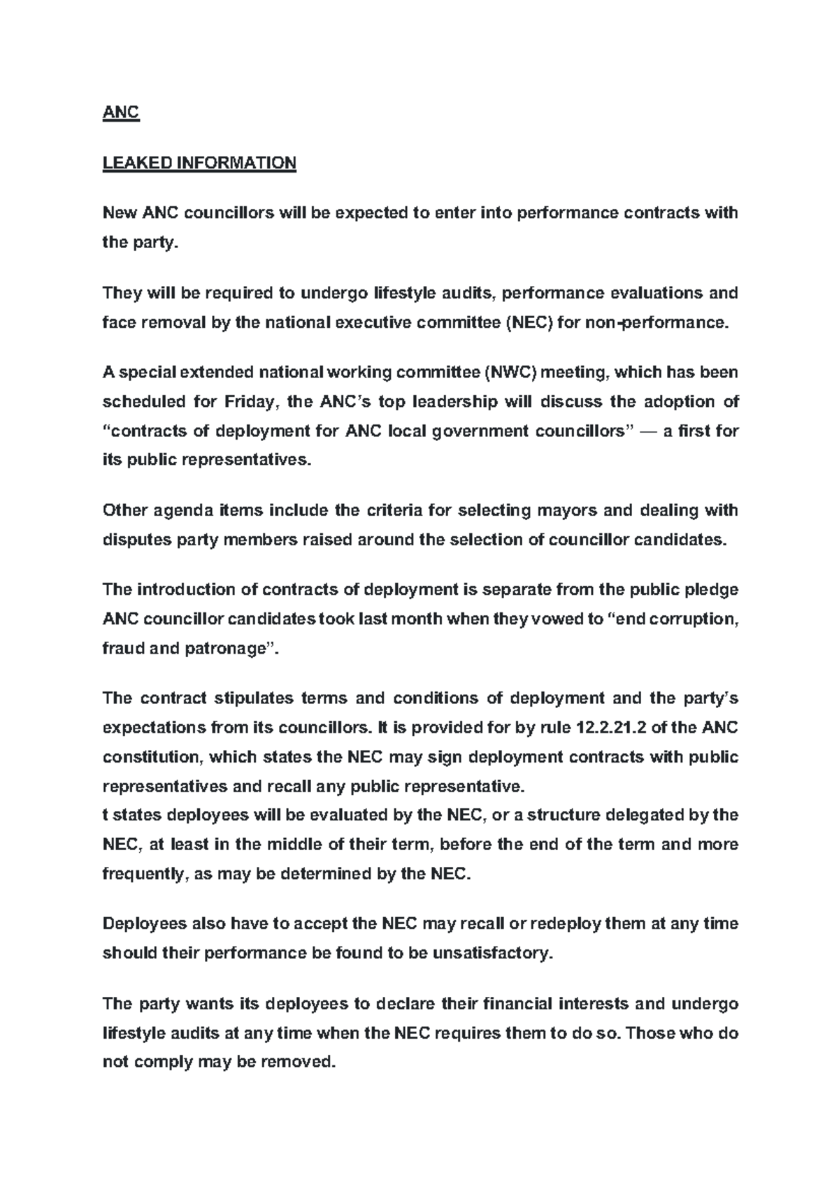 ANC Leaked INFOProvincial Secretaries Regional Secretaries Provincial ...
