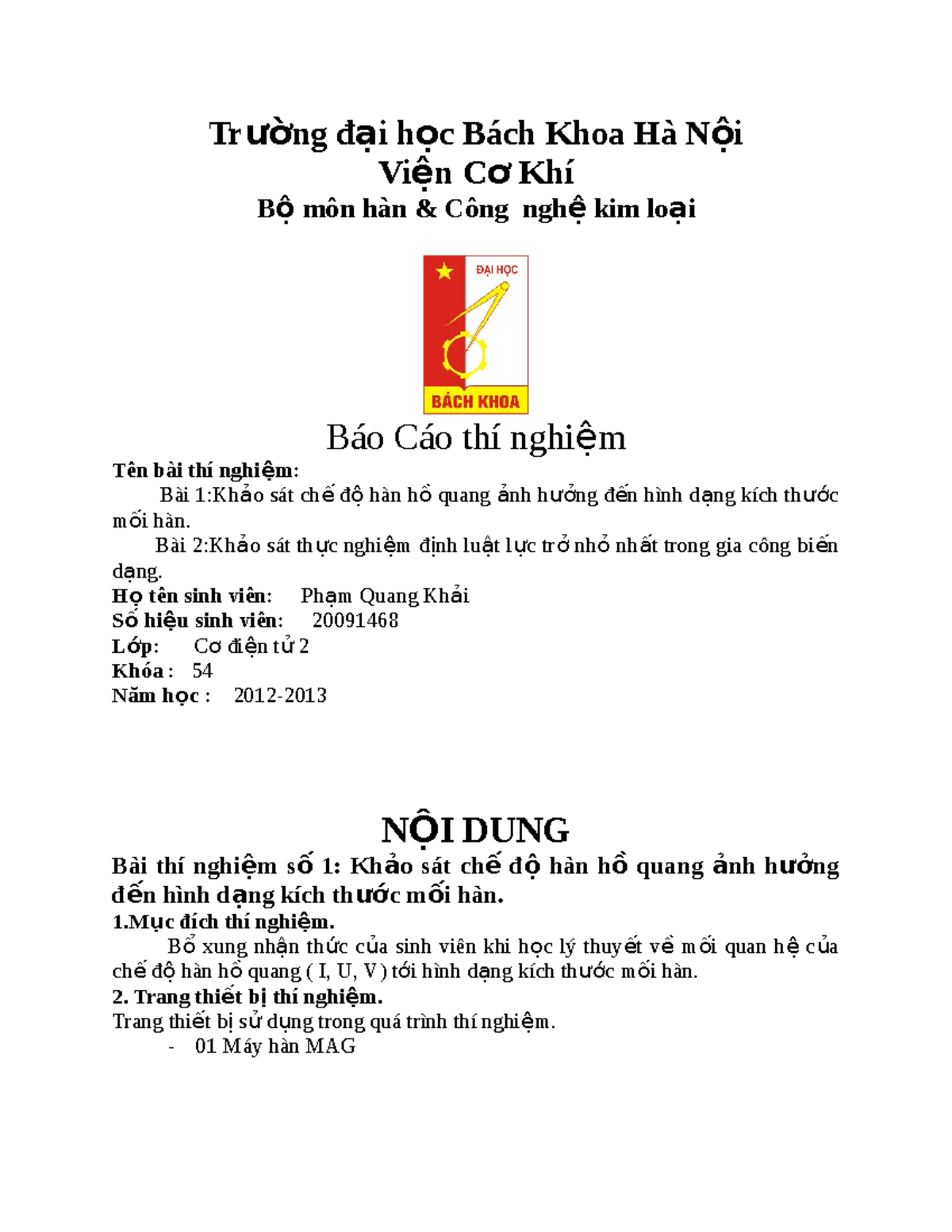 871089 - asasdasd - Tr ường đ ạ i h ọc Bách Khoa Hà N ội Vi ện C ơ Khí ...