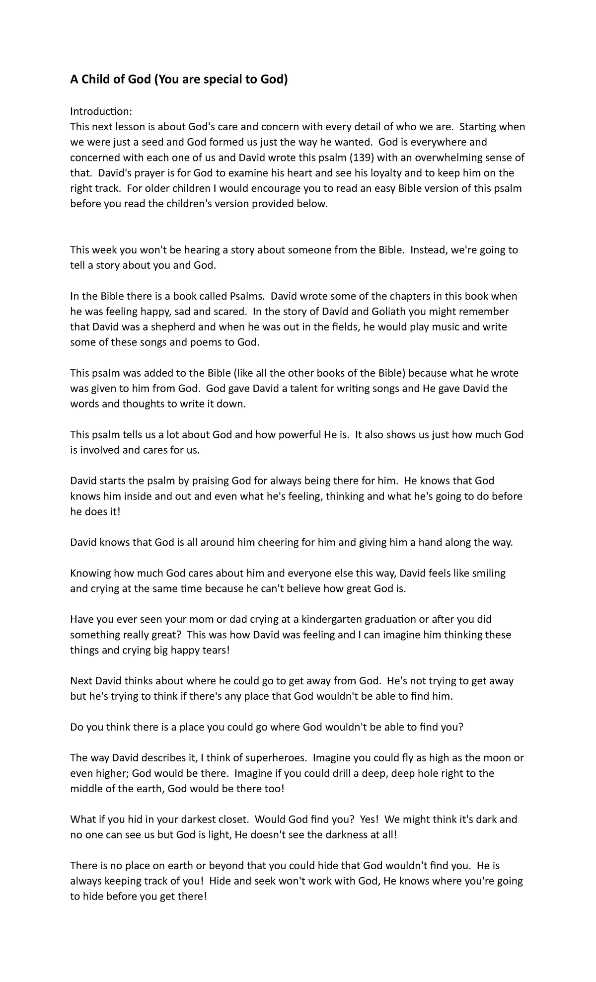 A Child of God - A lesson plan is a teacher's daily guide for what ...