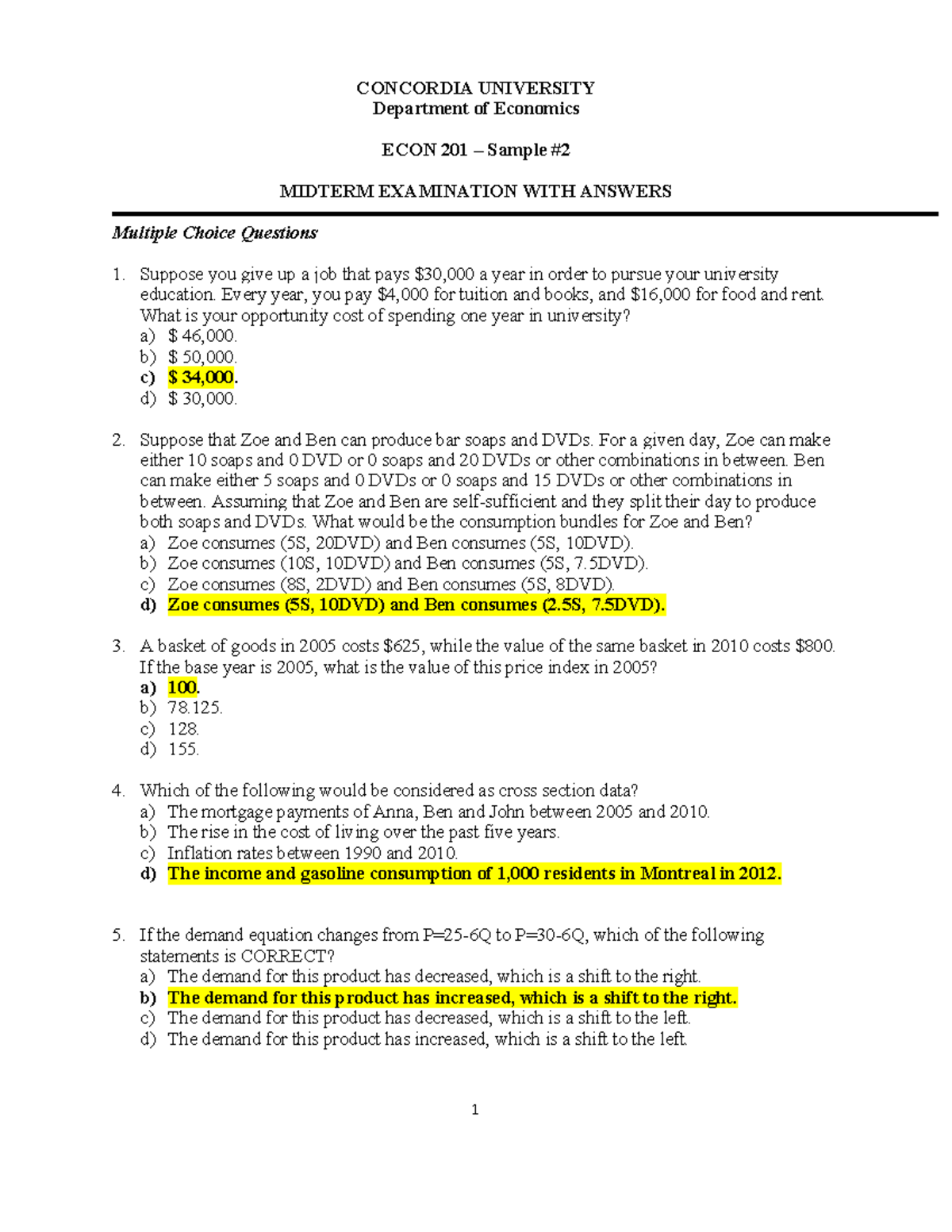 Midterm February 2019, questions and answers - Warning: TT: undefined function: 32 CONCORDIA ...