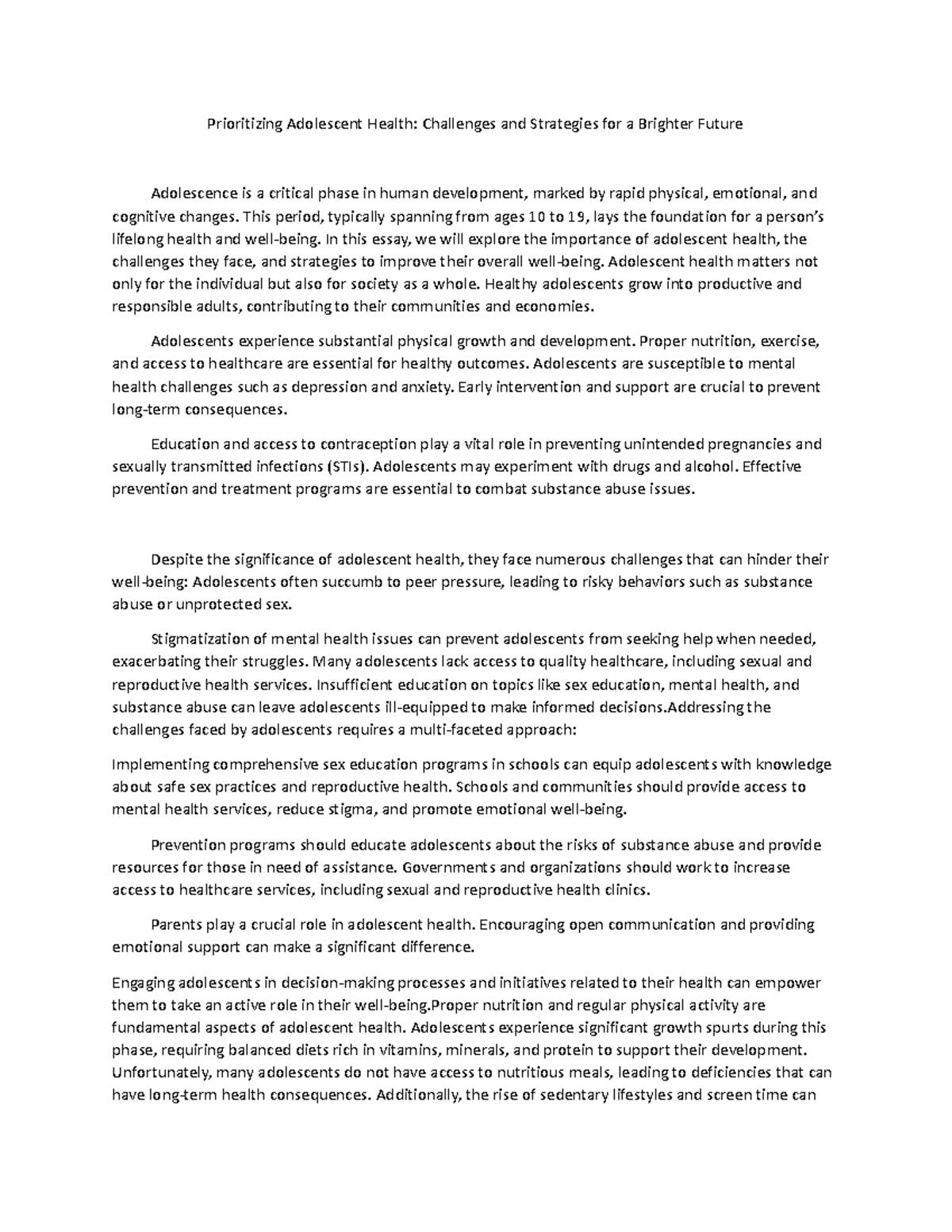 Reading and writing - Prioritizing Adolescent Health: Challenges and ...