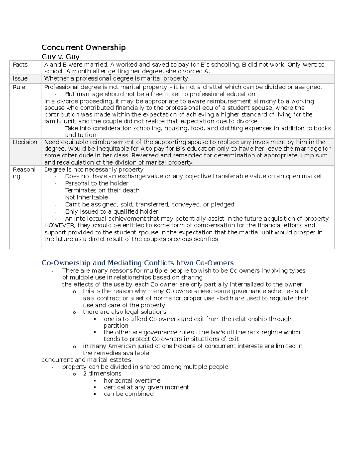 Concurrent Ownership - Guy Facts A and B were married. A worked and ...