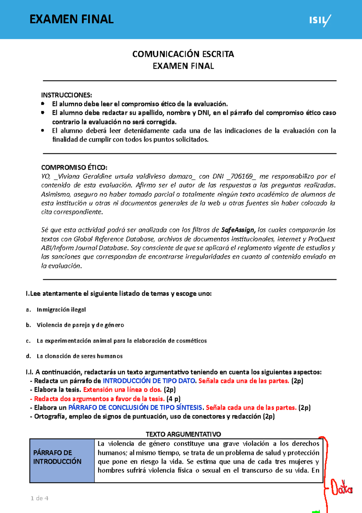 Evaluación Final 2022 I - COMUNICACIÓN ESCRITA EXAMEN FINAL ...