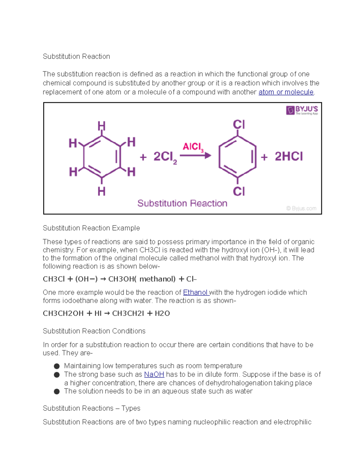 Substitution Reaction - Substitution Reaction Example These types of ...