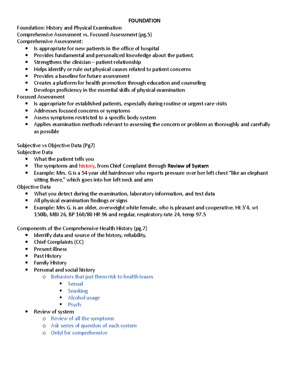 Foundation: History and Physical Examination - Studocu