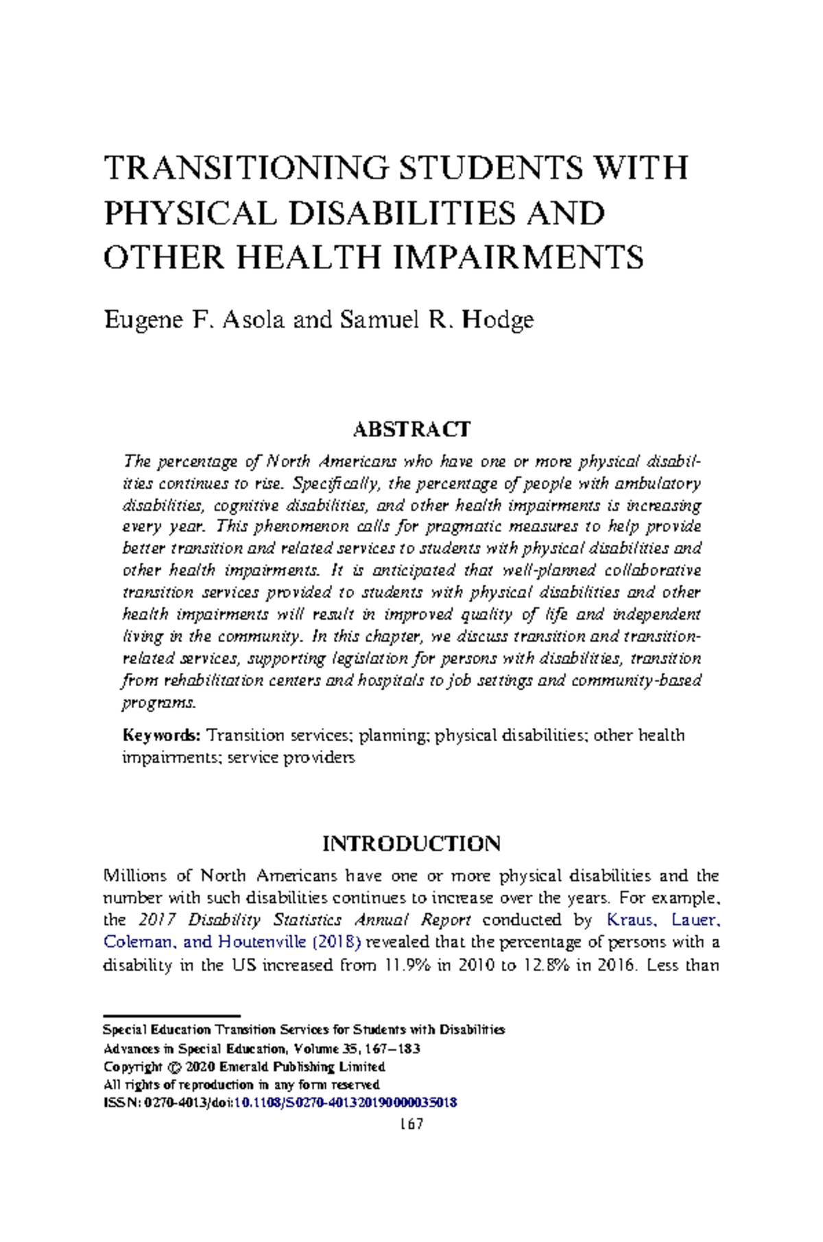 Transitioning Students WITH Physical Disabilities AND Other Health ...