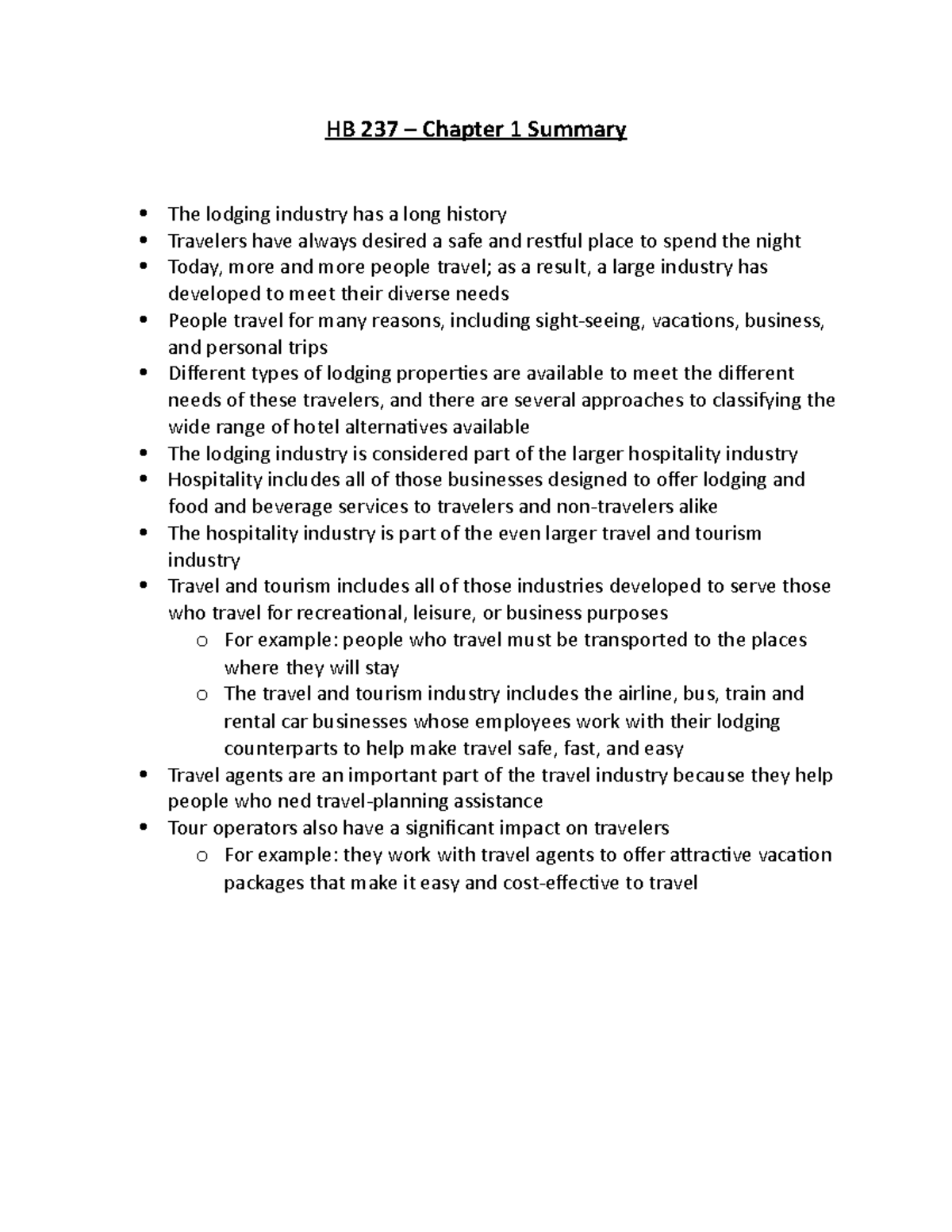 HB 237 Chapter 1 Summary HB 237 Chapter 1 Summary The Lodging