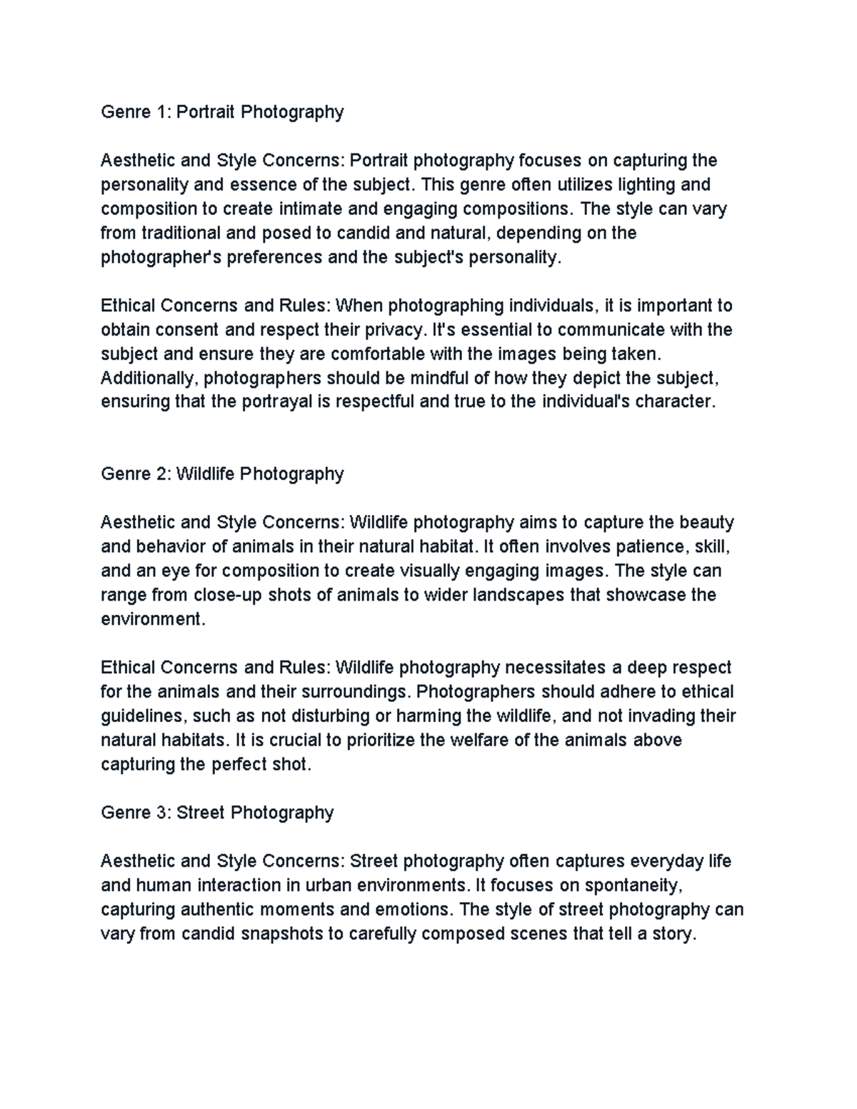 Context is Everything Style and Genre - Genre 1: Portrait Photography ...