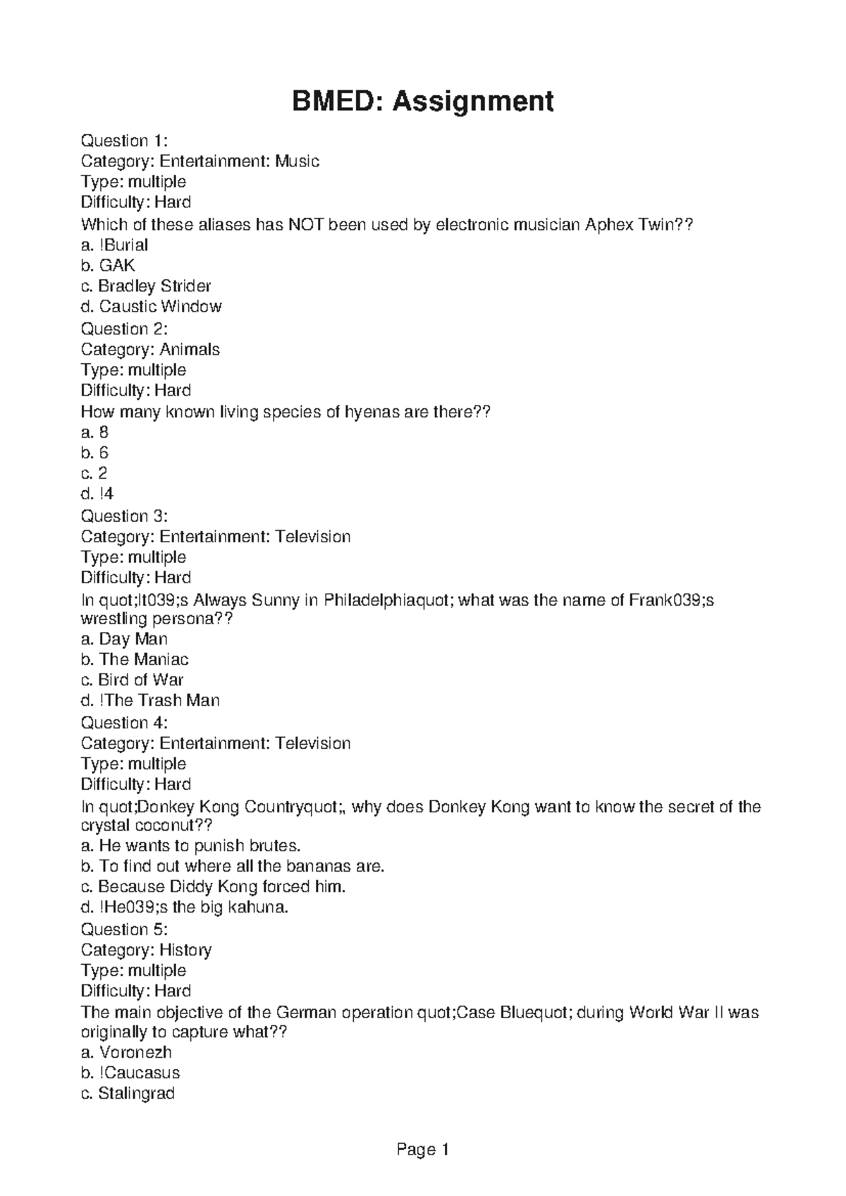 BMED125 Lesson Plan 7 - BMED: Assignment Question 1: Category ...