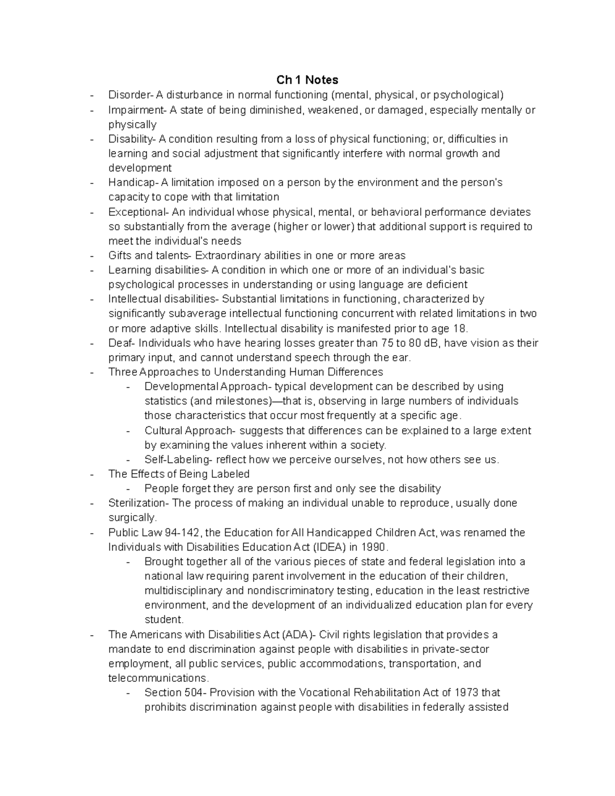 Ch 1 Notes - Couse stayed the same and only one professor for it - Ch 1 ...