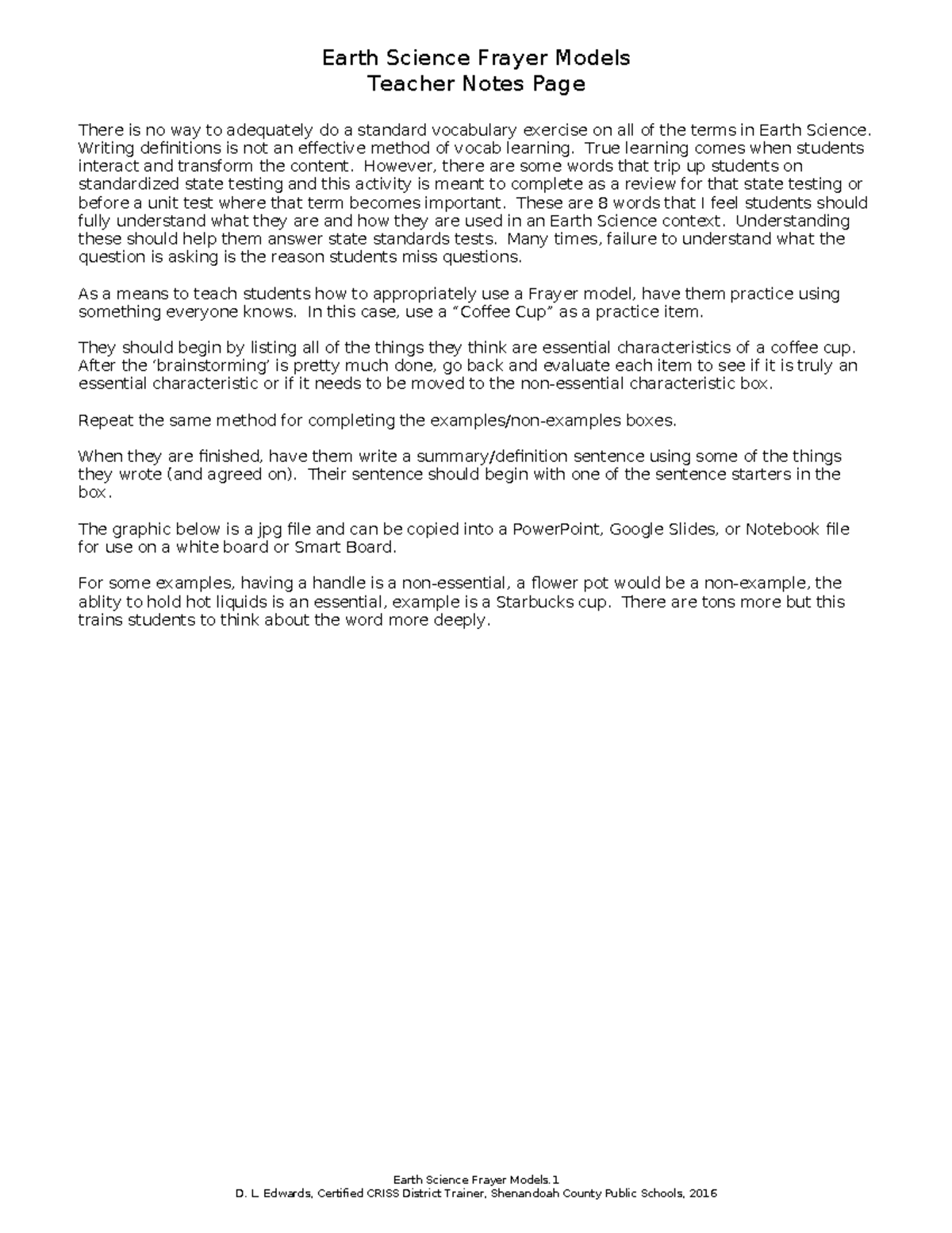 Earth Science Concepts Frayer Models-1 - Earth Science Frayer Models ...