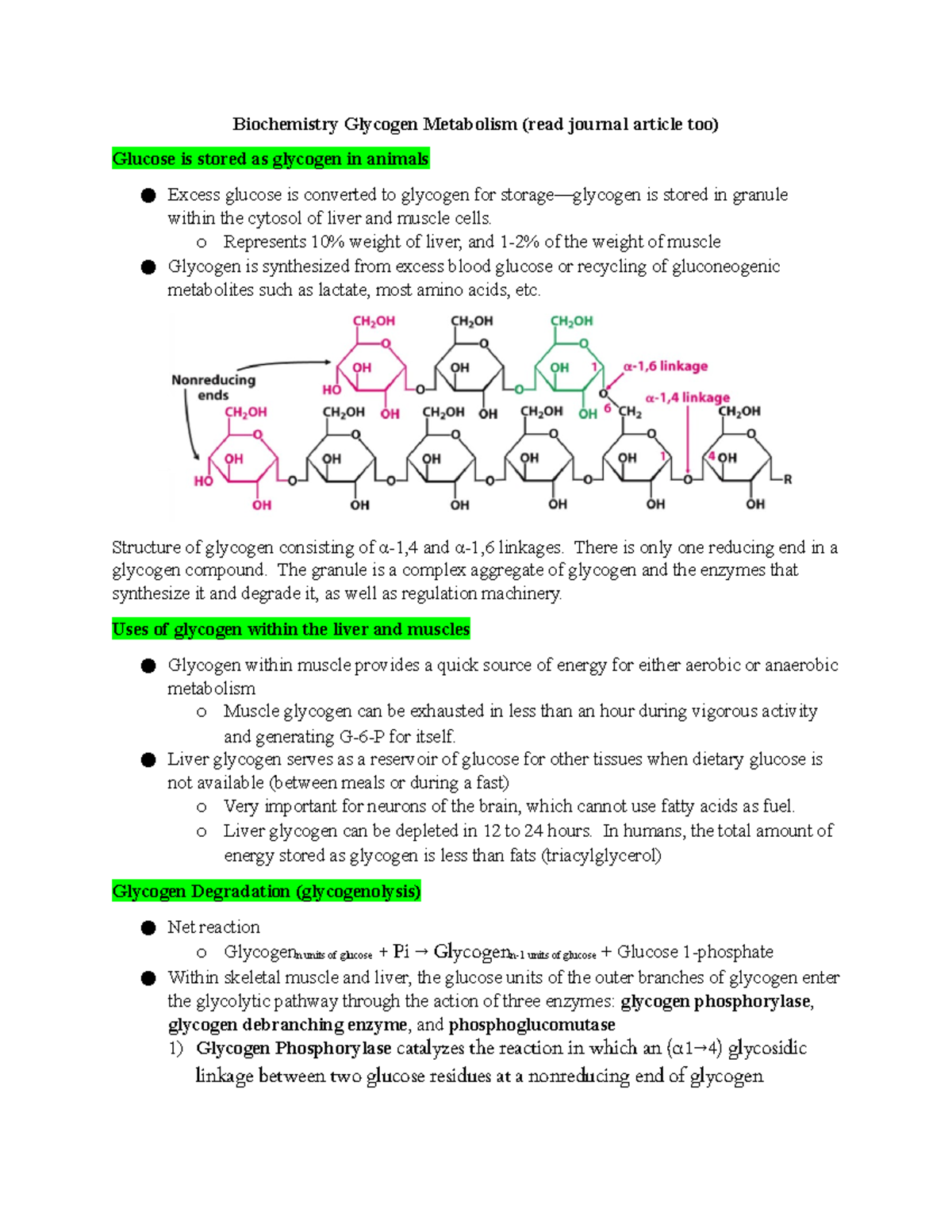 12. Biochemistry Glycogen Metabolism - o Represents 10% weight of liver ...