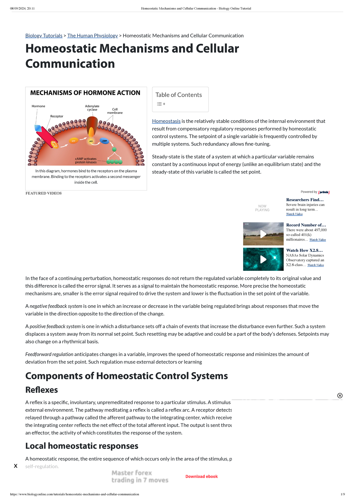 Homeostatic Mechanisms and Cellular Communication - Biology Online ...