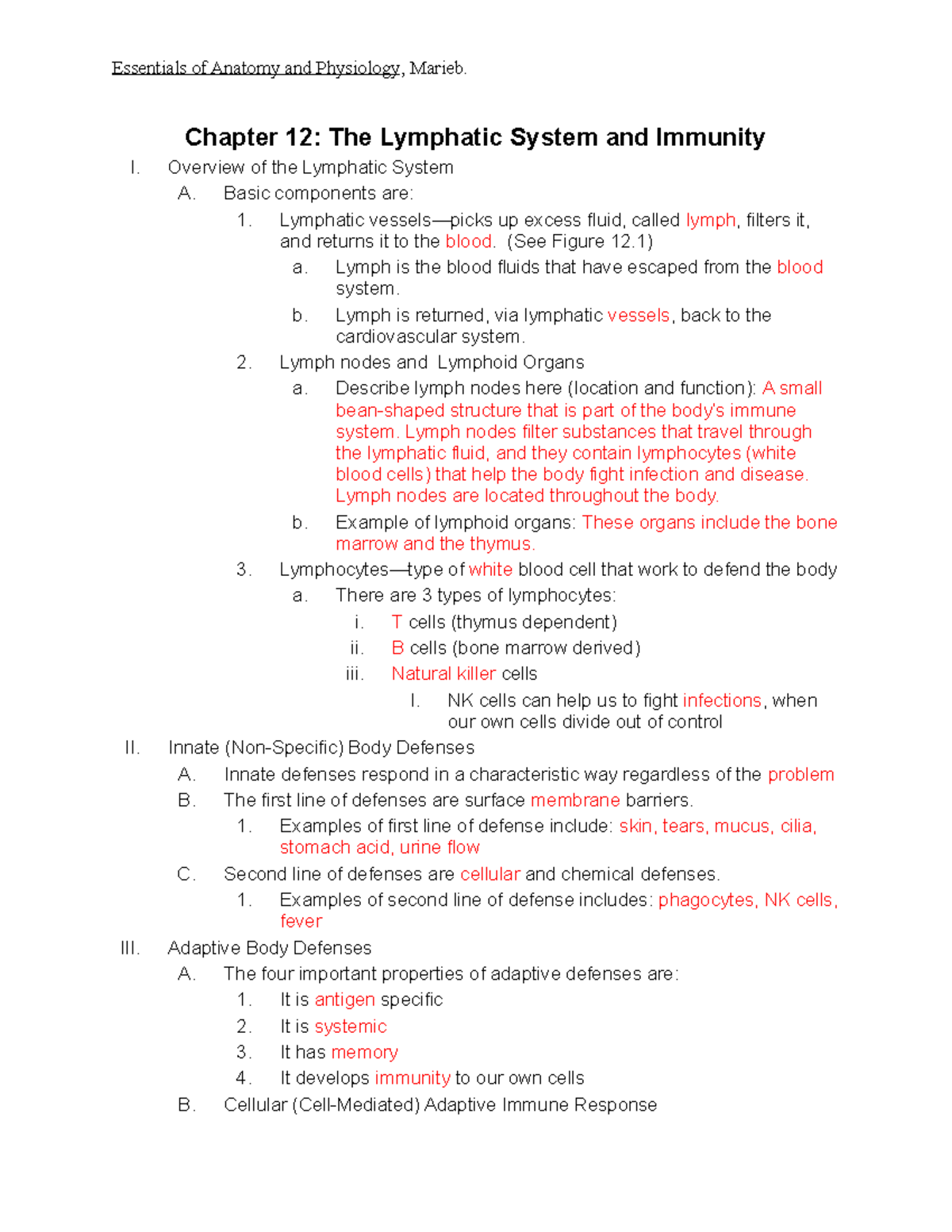 Chapter 12 Outline-LP - Essentials of Anatomy and Physiology, Marieb ...