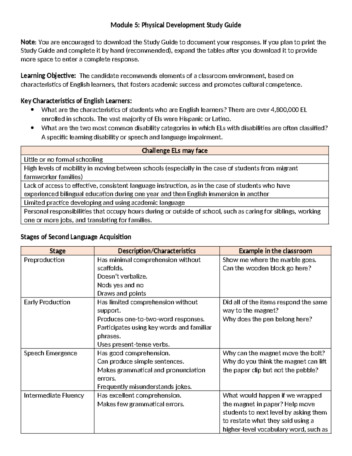 D096 d169 m5 study guide - Module 5: Physical Development Study Guide ...