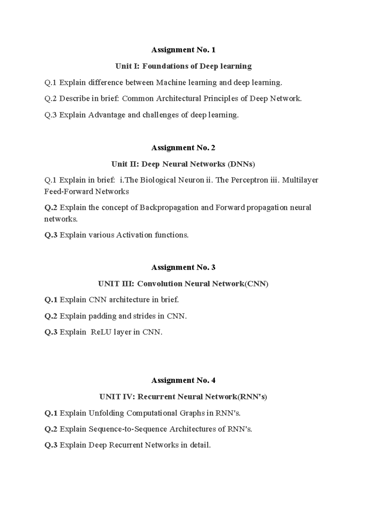 DL Assignments - Assignment of Deep Learning - Assignment No. 1 Unit I: Foundations of Deep ...