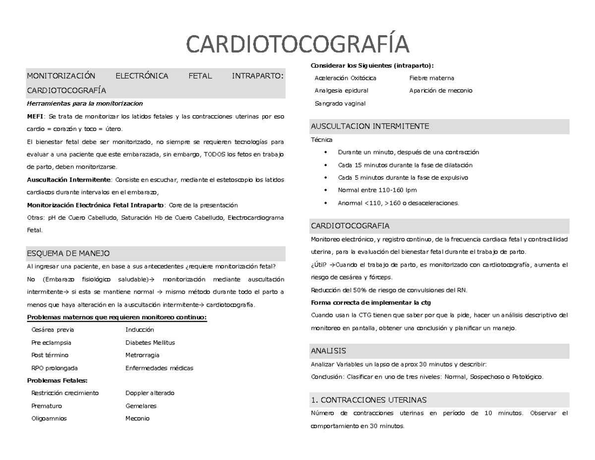 MONITOREO FETAL INTRAPARTO - MONITORIZACIÓN ELECTRÓNICA FETAL ...
