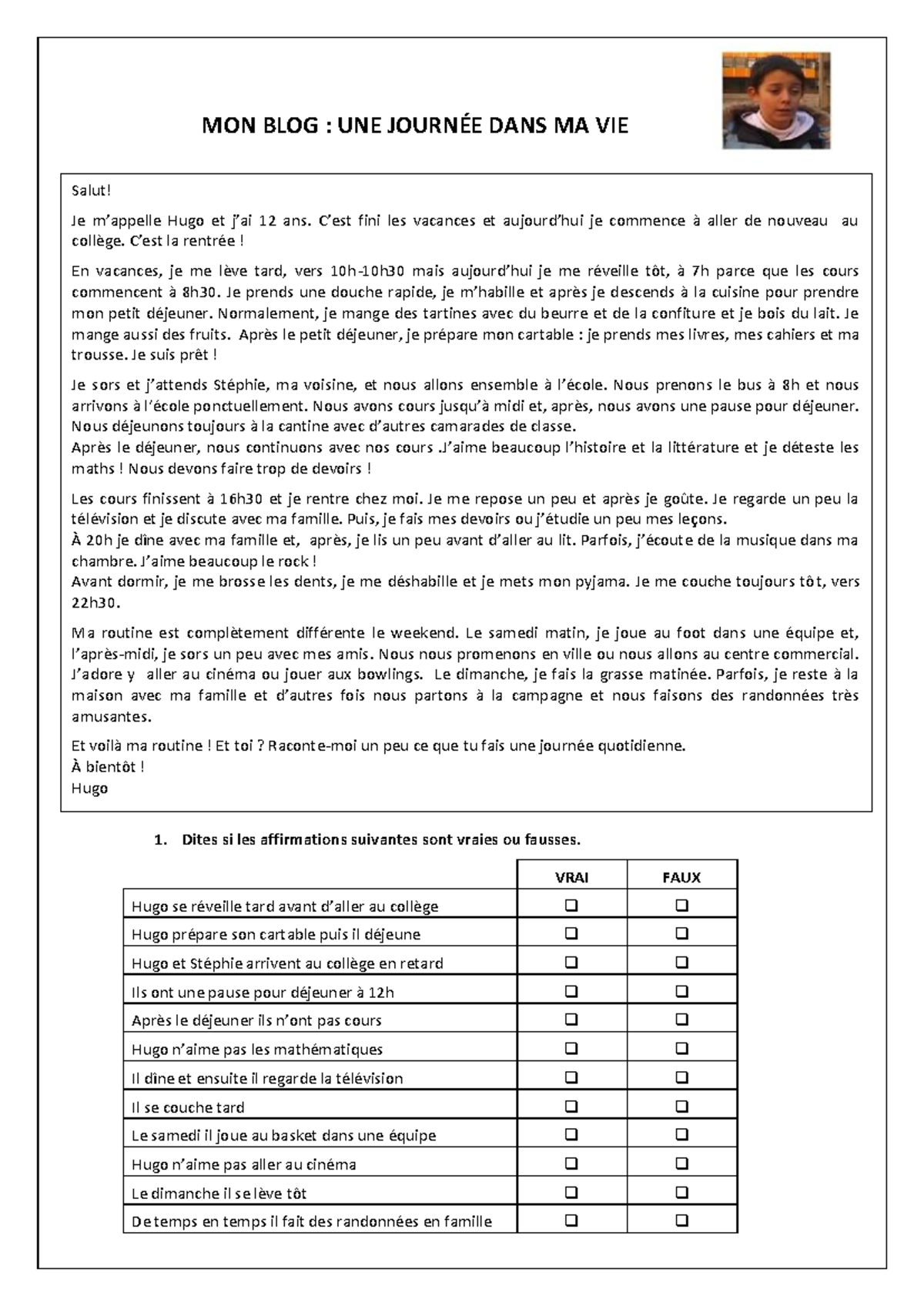 CE-EE-LA- Routine- Dhugo - MON BLOG : UNE JOURNÉE DANS MA VIE Dites si ...