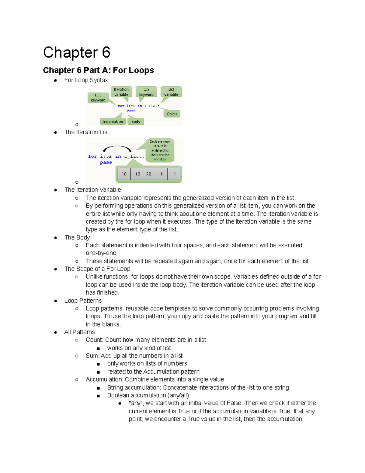 CISC106 Midterm 2 Notes - Chapter 6 Chapter 6 Part A: For Loops For ...