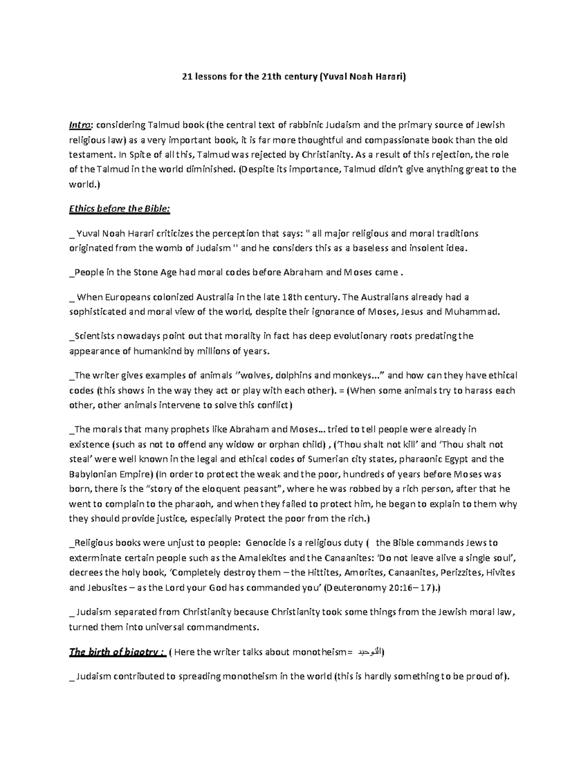 Analyse 21 lessons for the 21th century - 21 lessons for the 21th ...