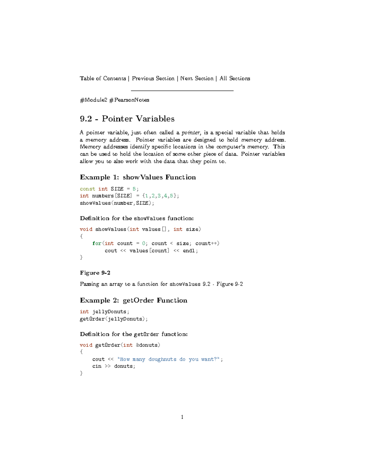 92 Pointer Variables Table Of Contents Previous Section Next Section All Sections