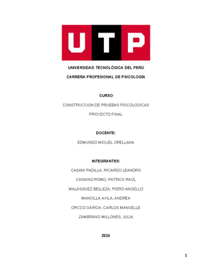 Construcción de pruebas psicológicas - UTP - Studocu