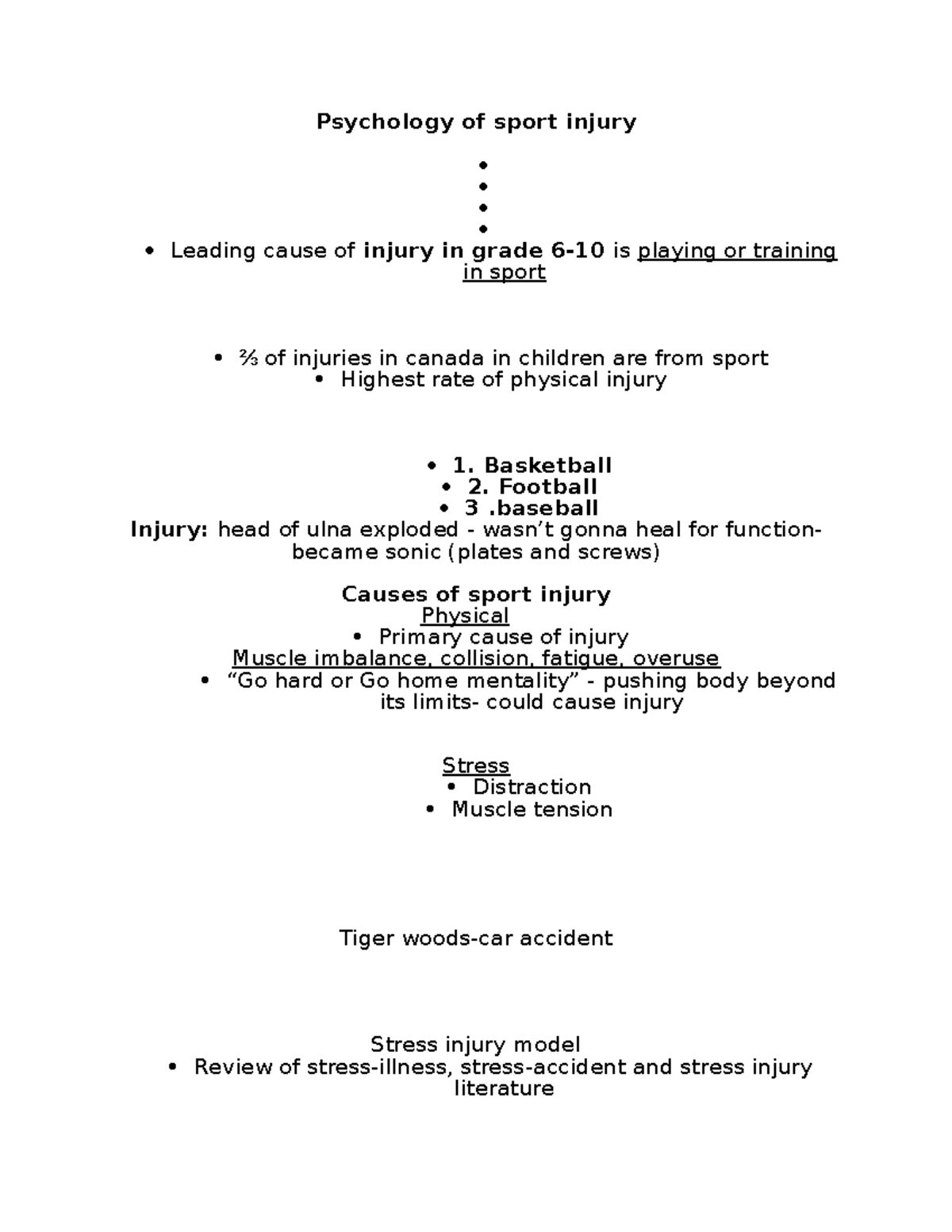 Psychology injury - Psychology of sport injury Leading cause of injury ...