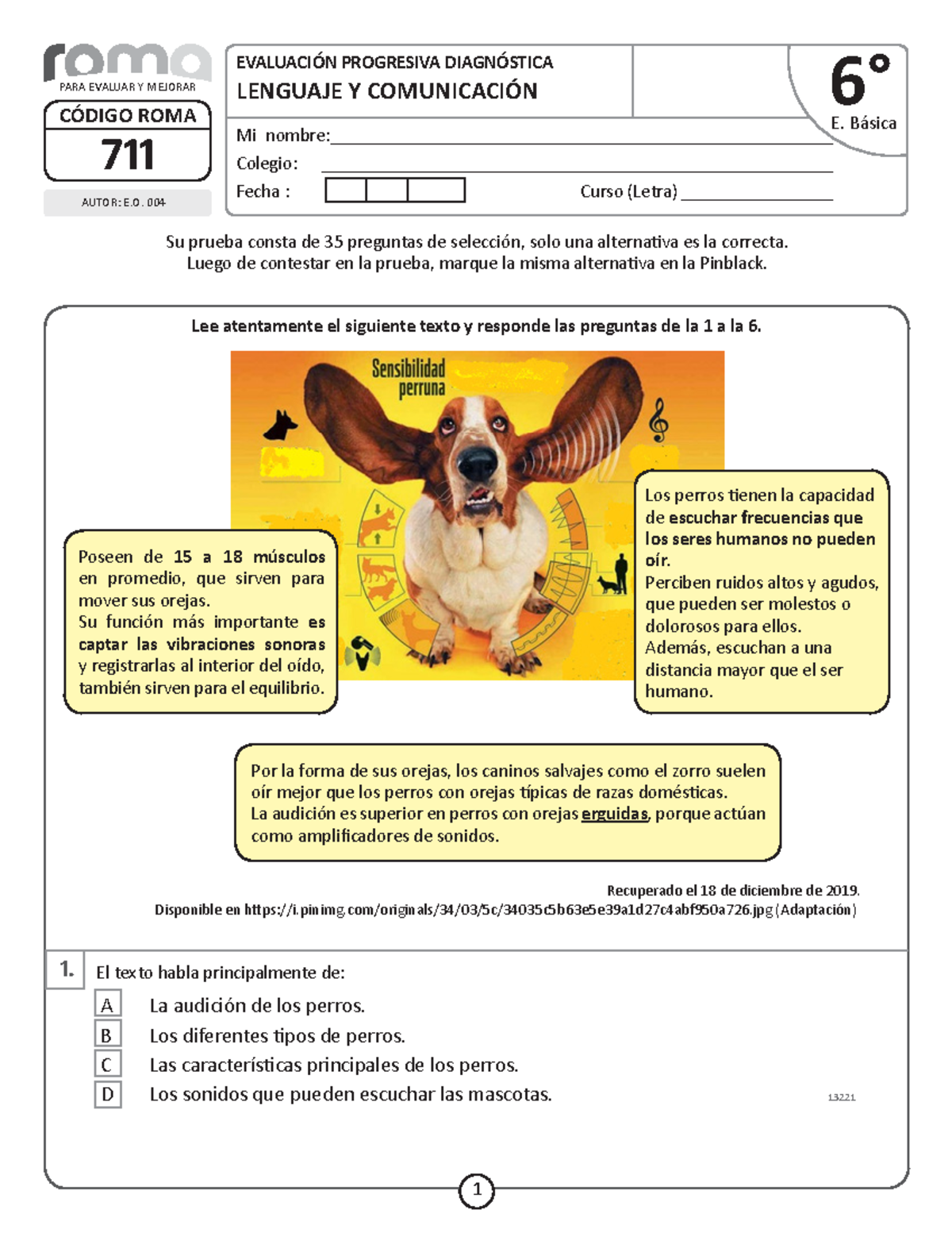 Textos Poemas Sexto - guia de comprension lectora - 1 E. Básica ...