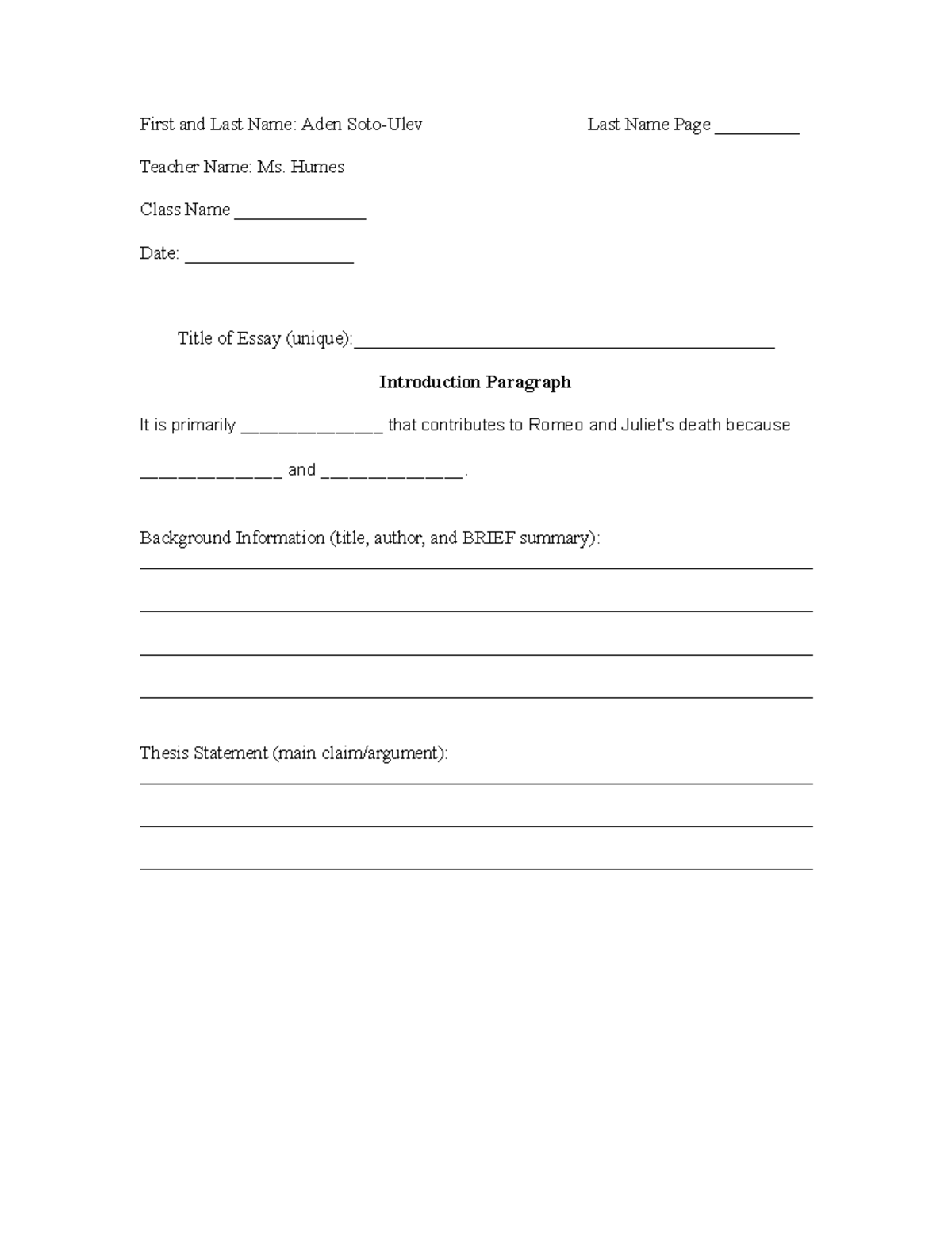 Copy of persuasive graphic organizer three paragraphs - First and Last ...